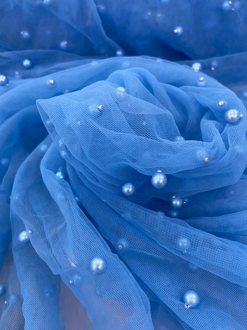 Tule de Pérola - Azul - LUCIENE TECIDOS